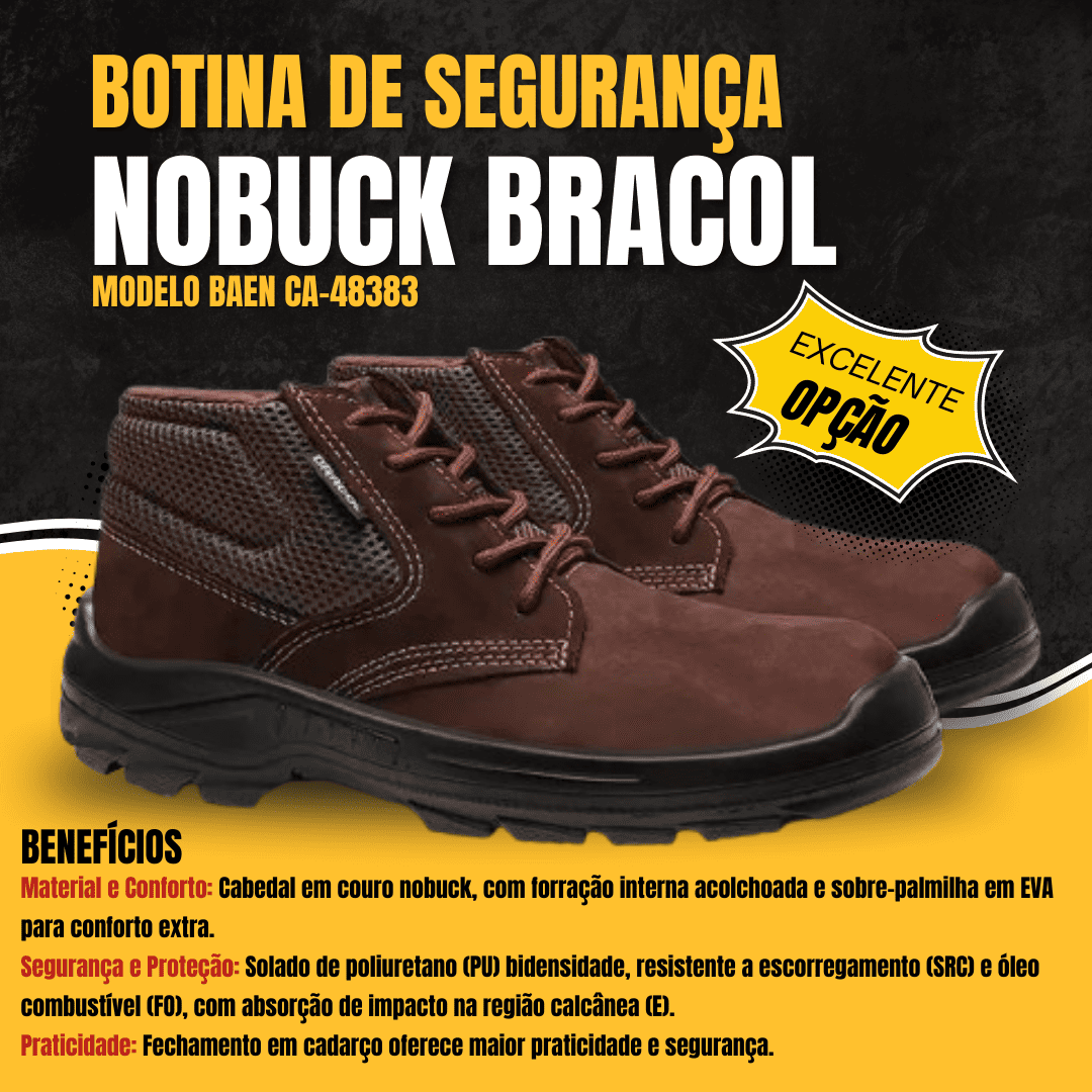 Botina de Segurança Nobuck Bracol Confortável BAEN CA-48383