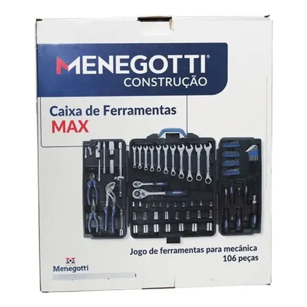 Jogo de Ferramentas Menegotti MAX 106 Peças com Maleta